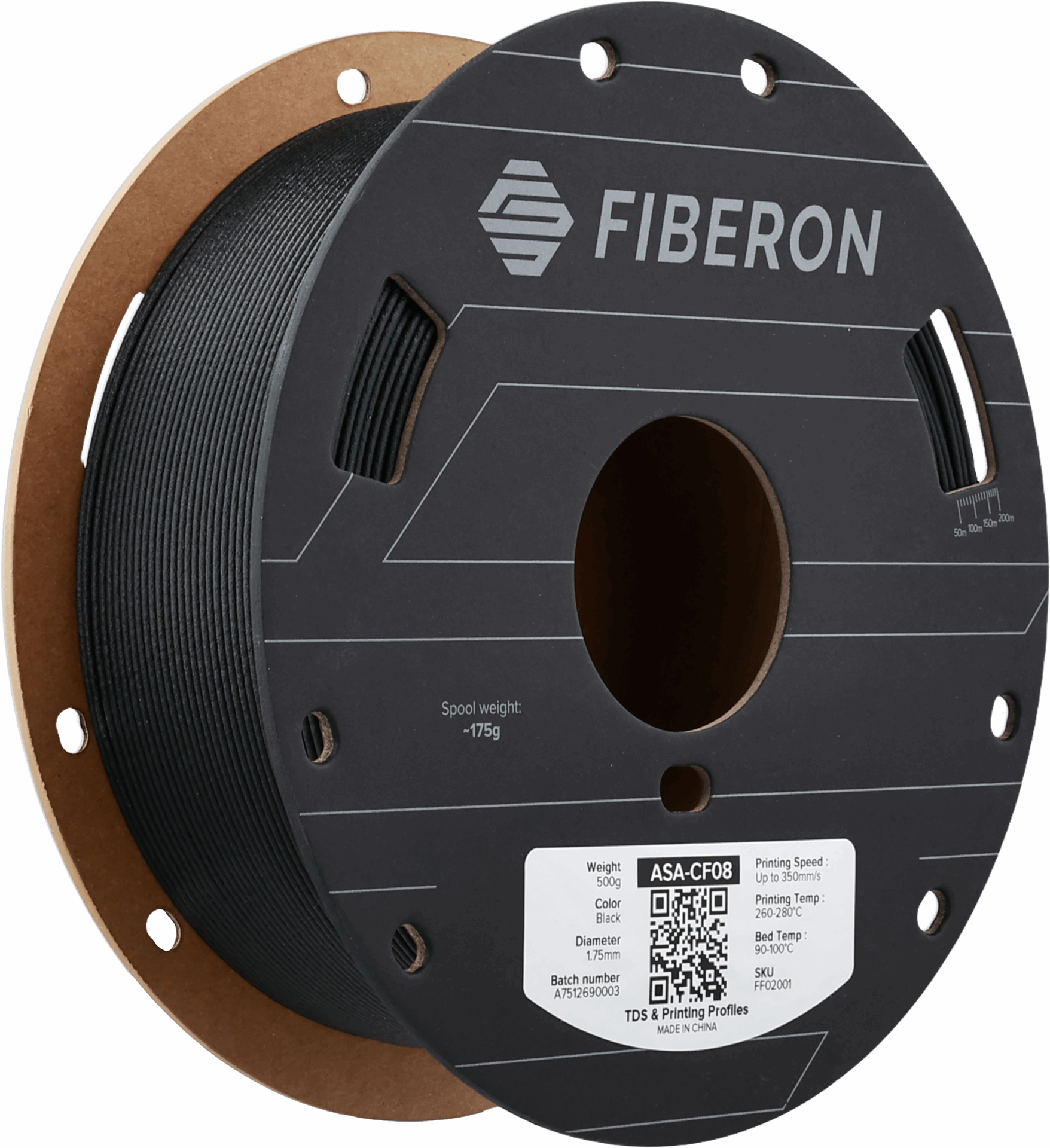 Polymaker Fiberon ASA-CF08 Filament – 500g Carbon ASA – ZK Print